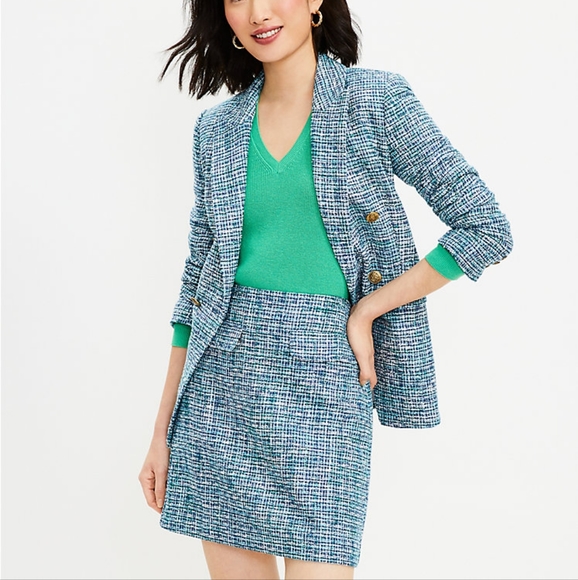 LOFT | Jackets & Coats | Loft Tweed Double Breasted Blazer Relaxed Fit ...